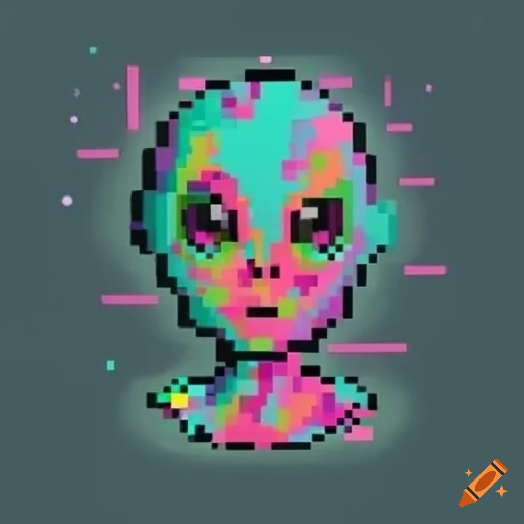 Pixel art of an alien creature on Craiyon