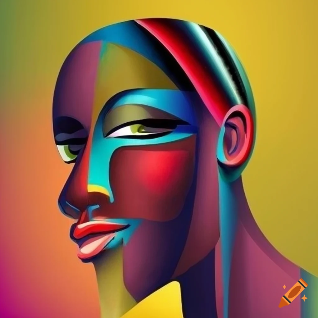 Abstract retro cubism art featuring people in black colors on Craiyon