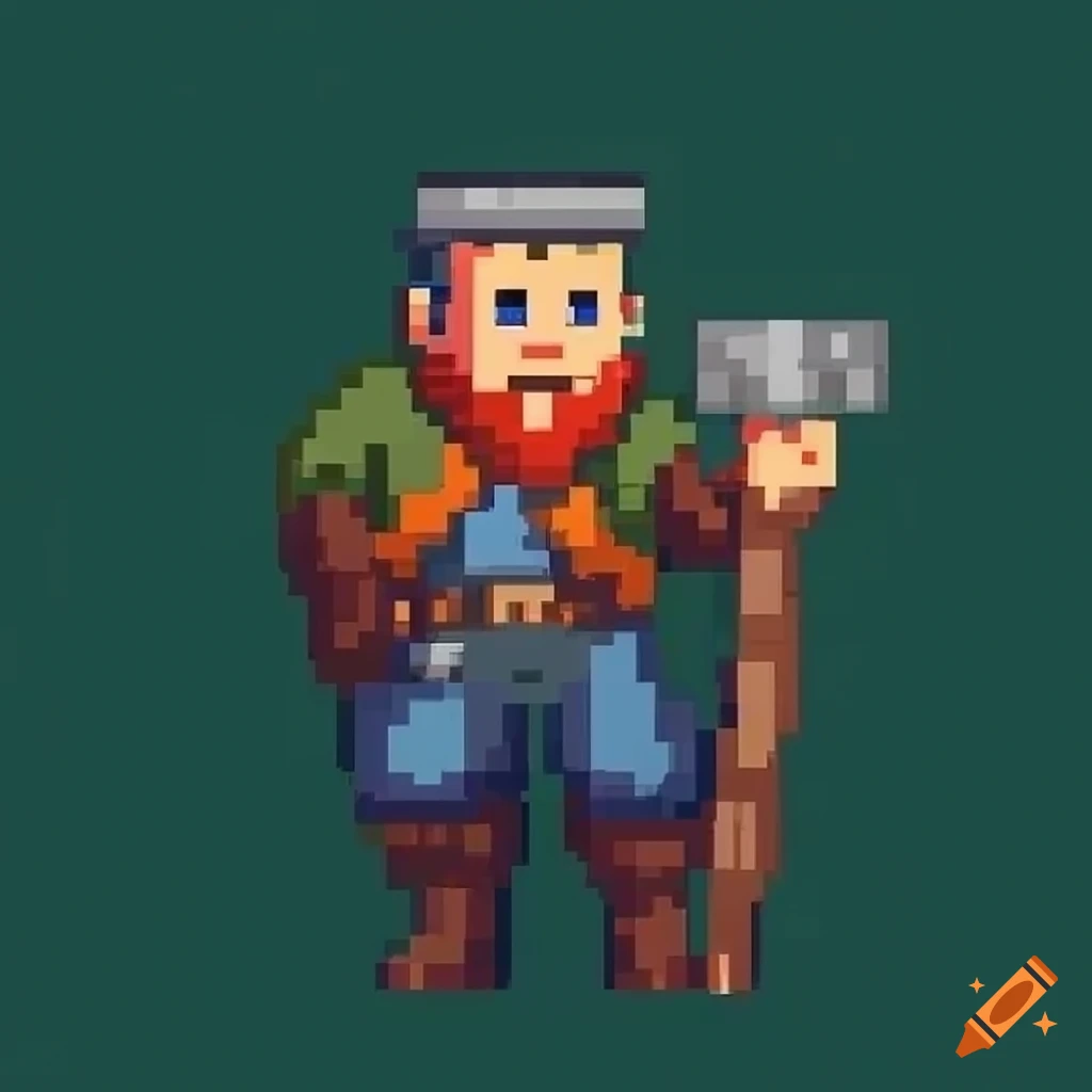 Pixel art SNES style JRPG lumberjack character on Craiyon