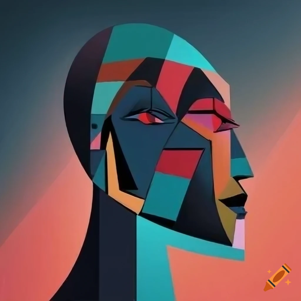 Abstract retro cubism art featuring people in black on Craiyon