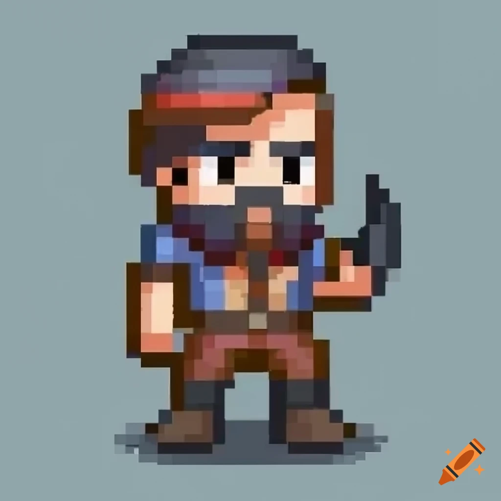 Pixel art jrpg character in lumberjack outfit on Craiyon
