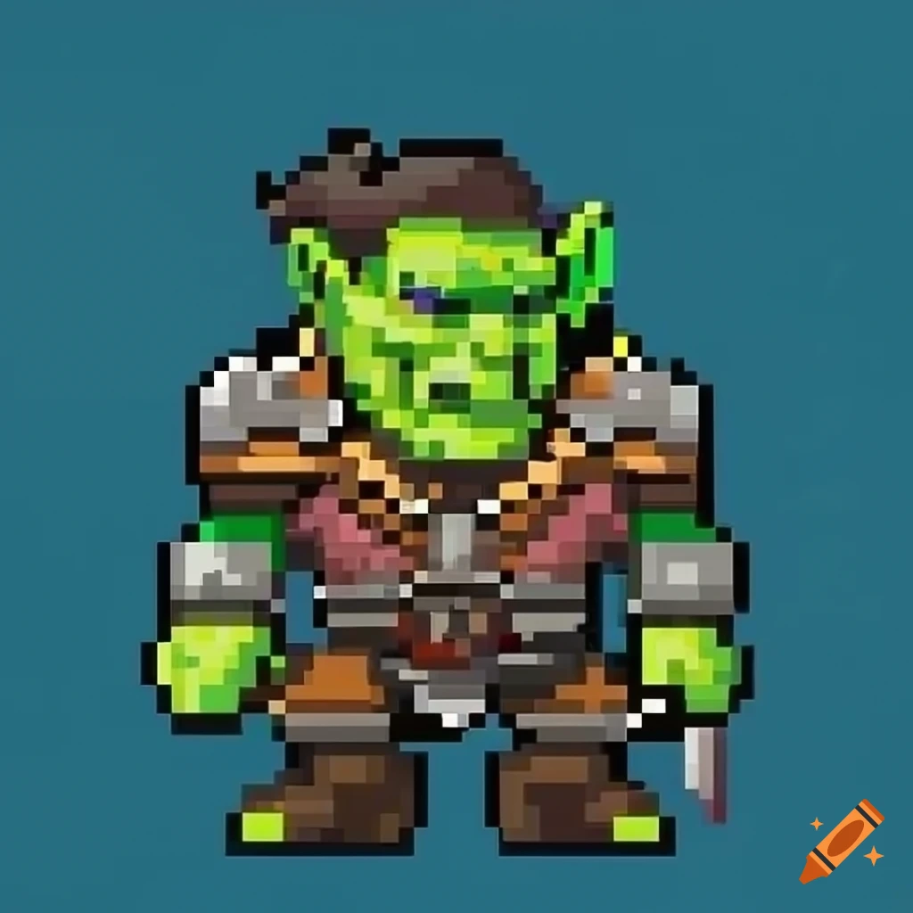 16 bit SNES pixel art of a Warcraft peon orc in JRPG style on Craiyon