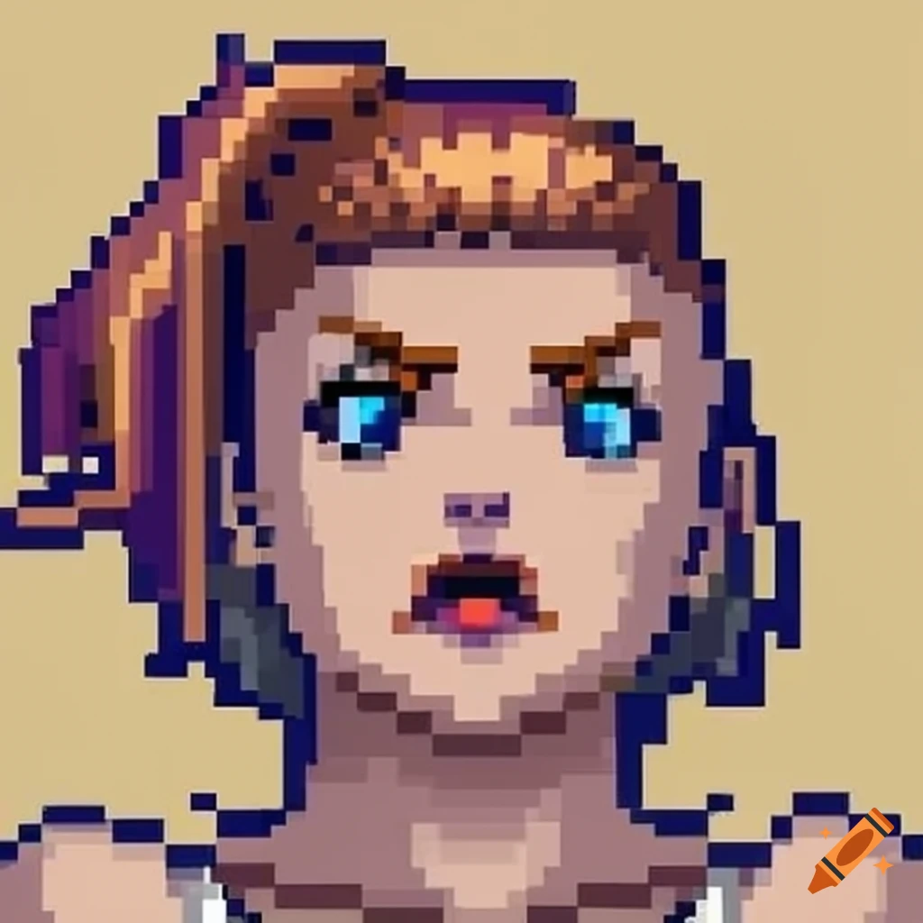 Pixel art snes jrpg style queen in an angry expression on Craiyon