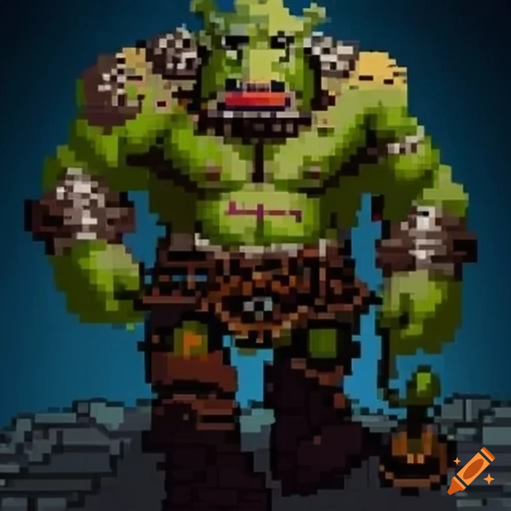 16 bit snes pixel art of a warcraft ogre in jrpg style on Craiyon