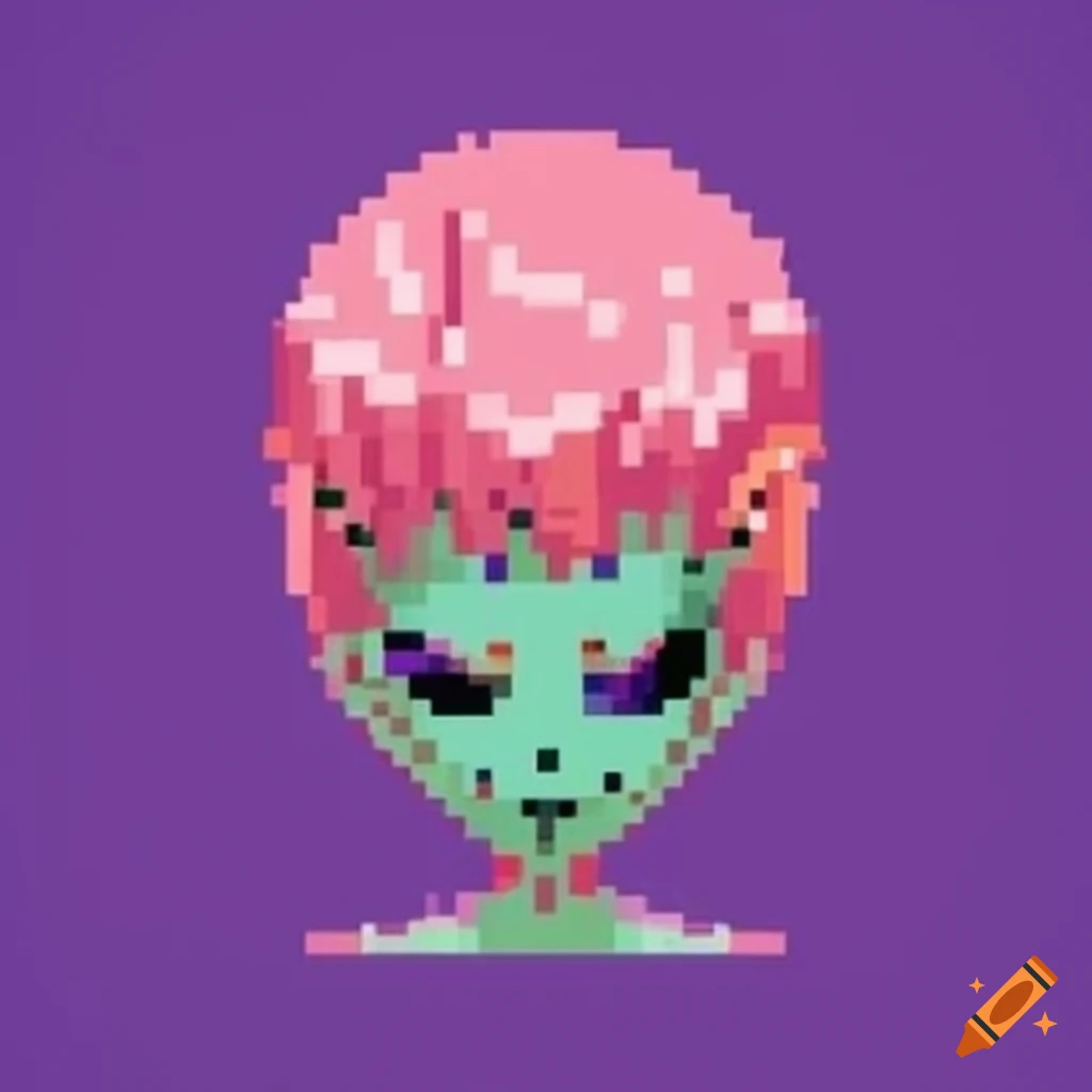 Pixel art of a sassy alien on Craiyon