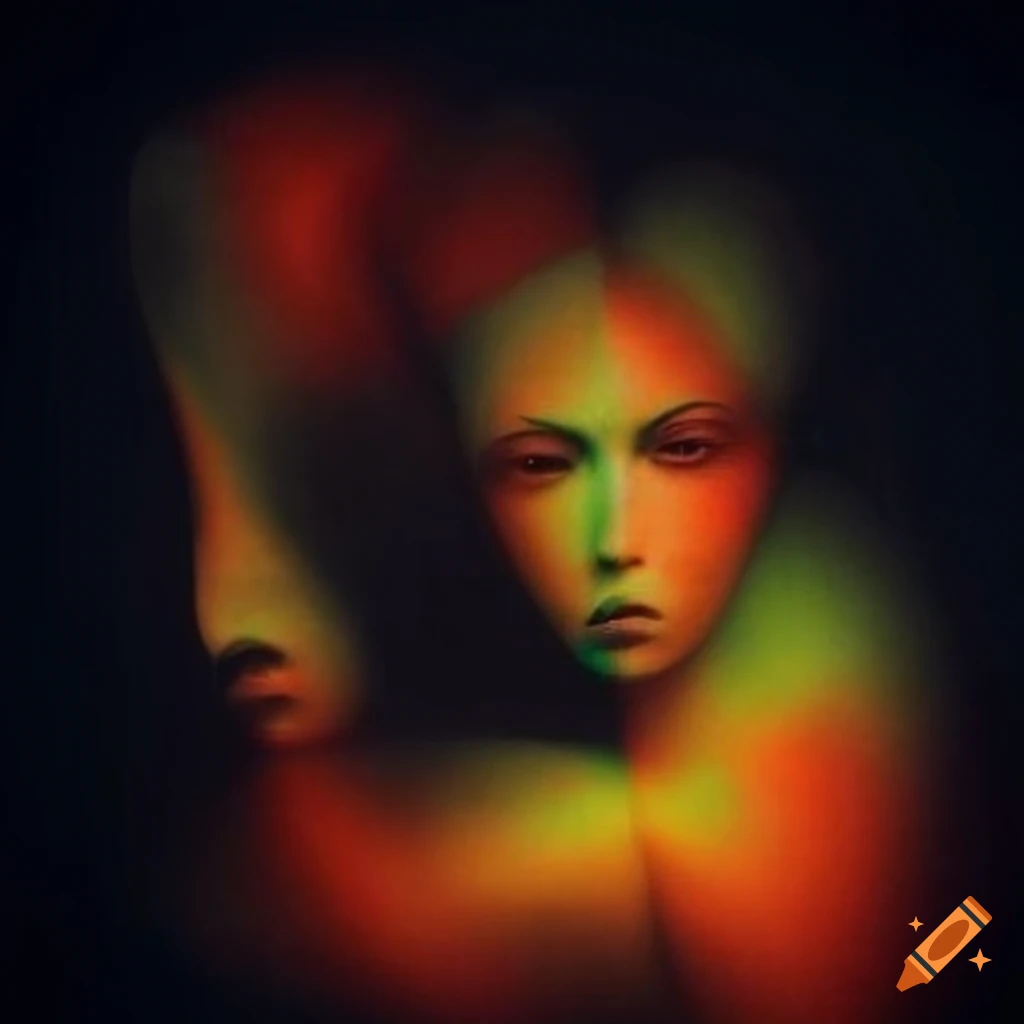 Abstract people in surreal cubism retro art style on Craiyon