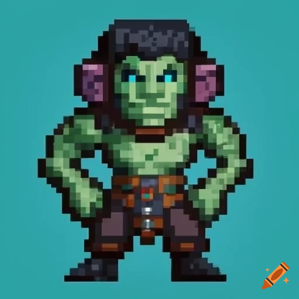 16-bit JRPG pixel art SNES style Warcraft troll character idle ...