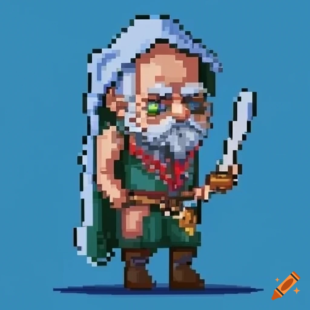 16 bit Pixel art old man merchant in SNES JRPG style on Craiyon