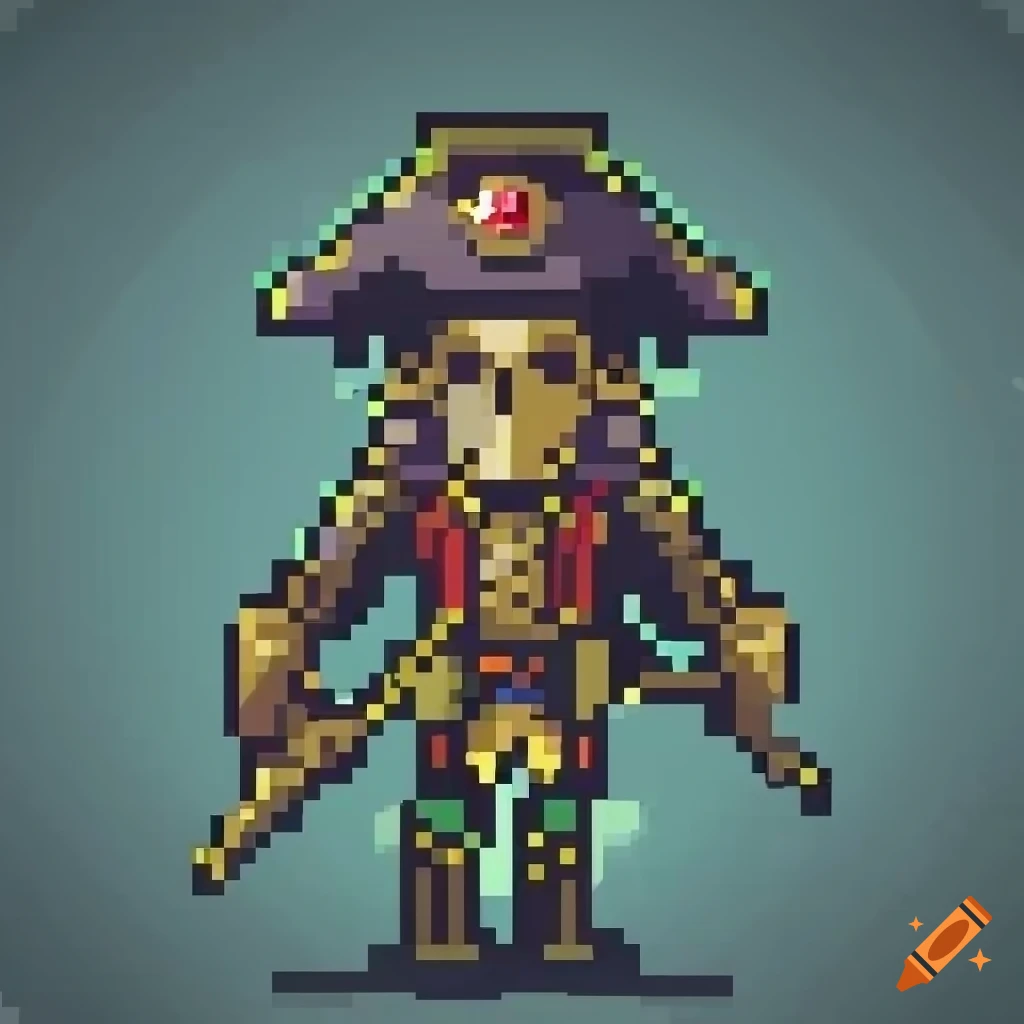 16 bit pirate character in snes style pixel art idle pose on Craiyon