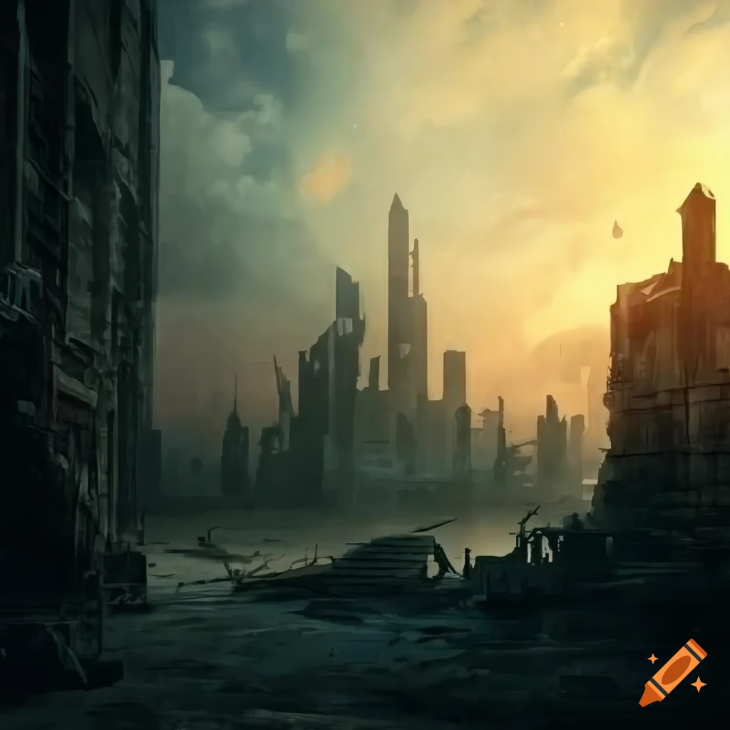 Post-apocalyptic scene of solitude in a high-definition mega city ...