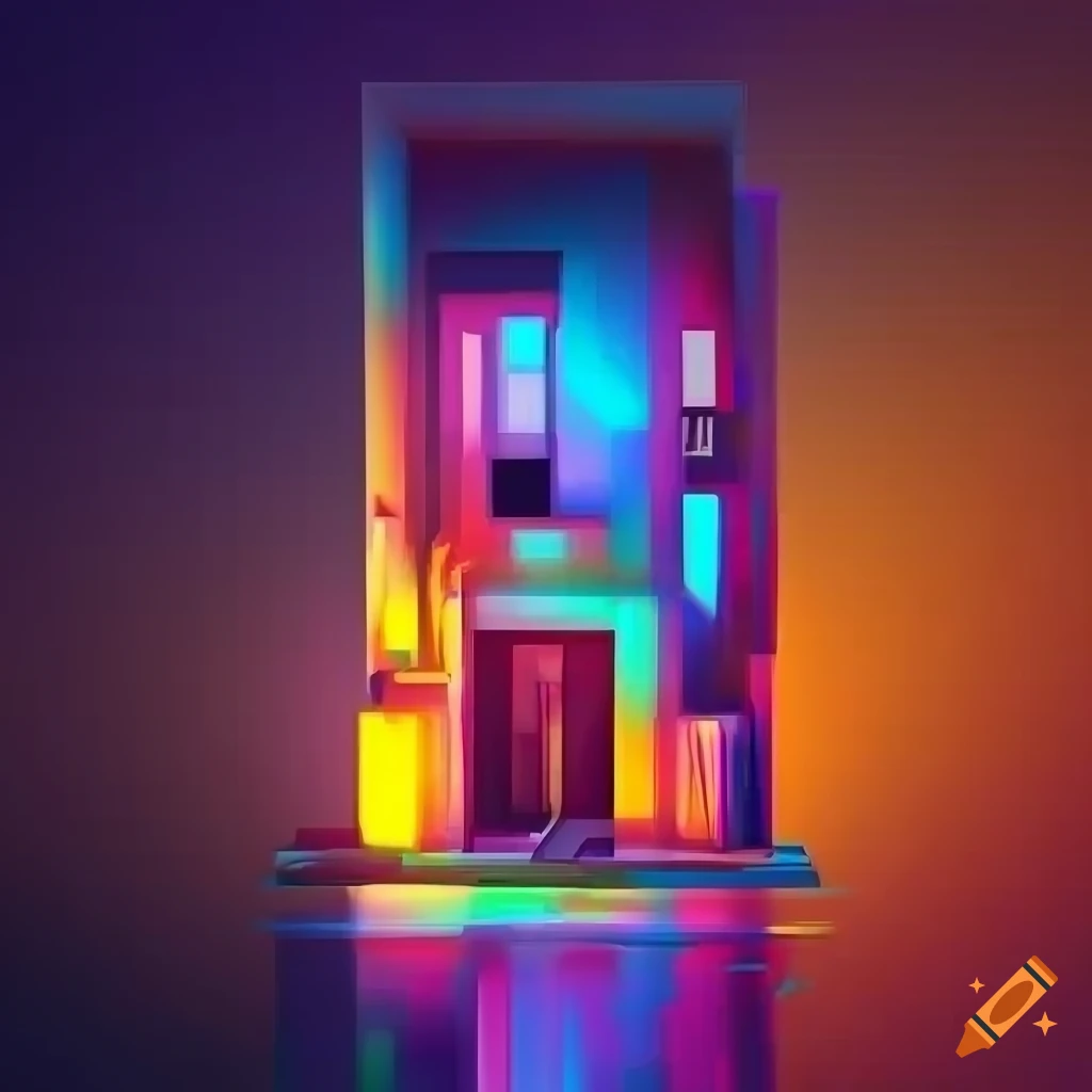 2d house outline with muted colors in acrylic style on Craiyon