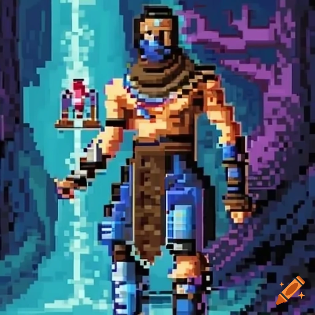 16 bit snes pixel art of shiva from mortal kombat on Craiyon