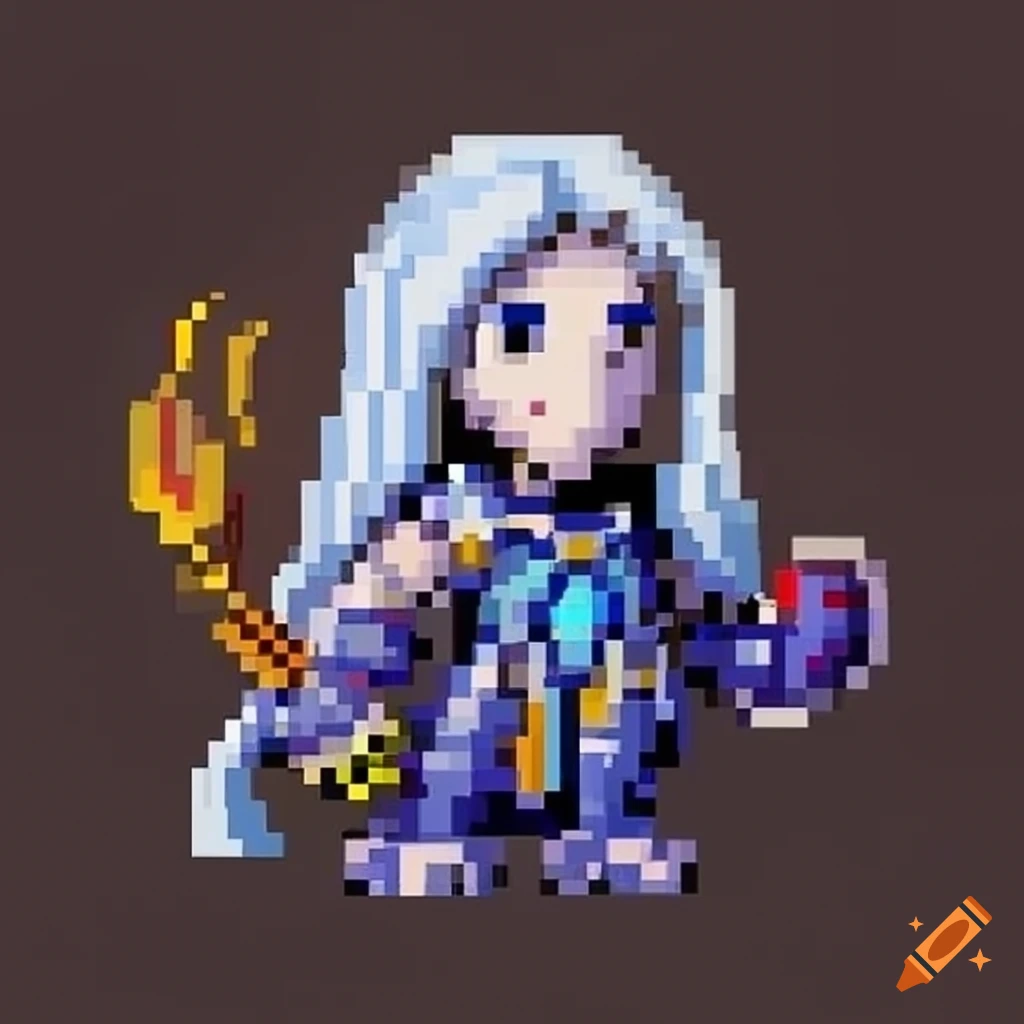 Pixel art depiction of Andariel from Diablo in 16-bit SNES style on Craiyon