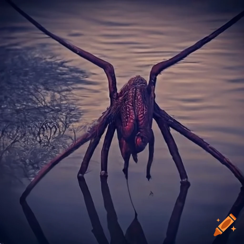 Vintage photo of a demonic monster crawling out of a pond onto a boat ...