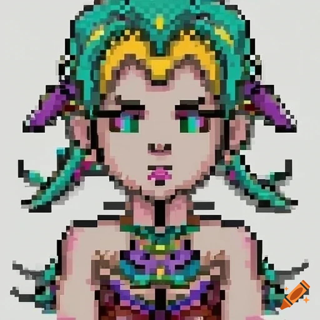 Enchantress in 16 bit SNES pixel art style on Craiyon