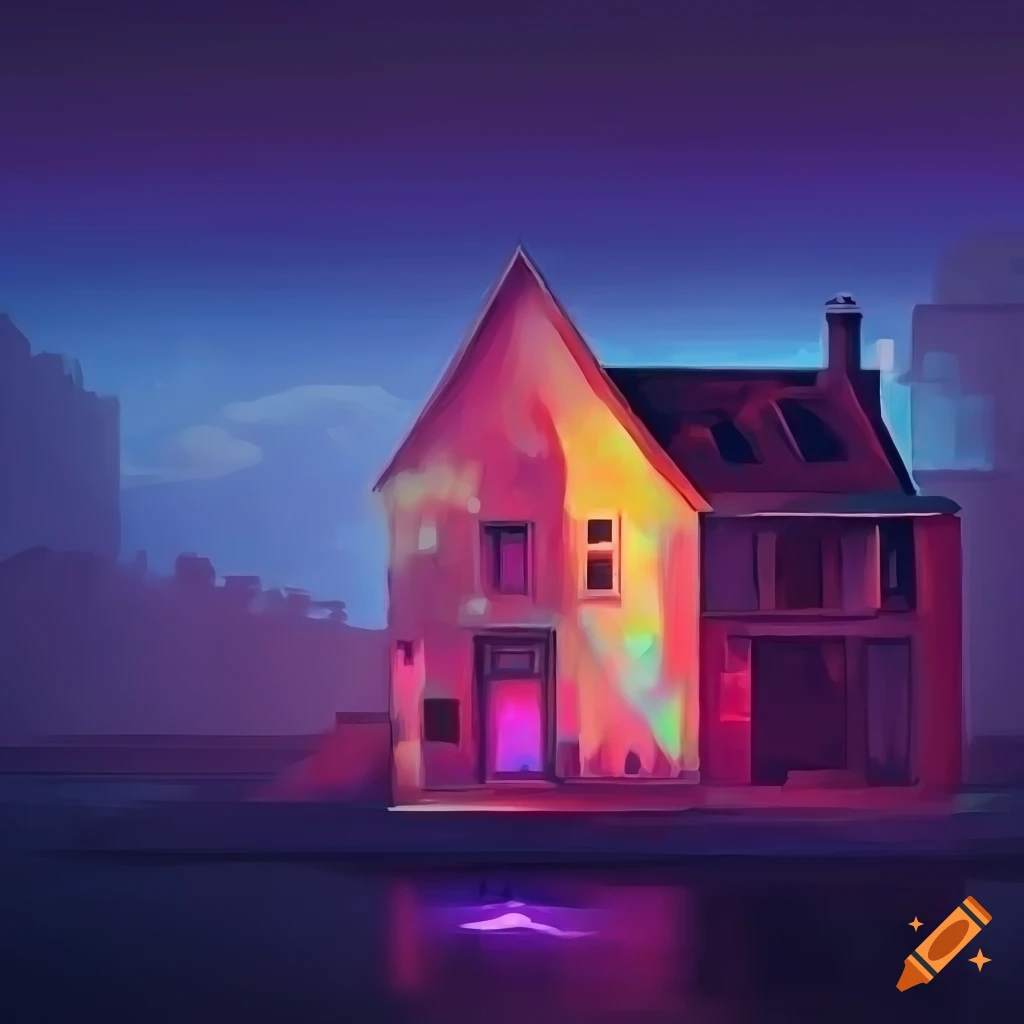 2d house outline with muted colors and high contrast on Craiyon