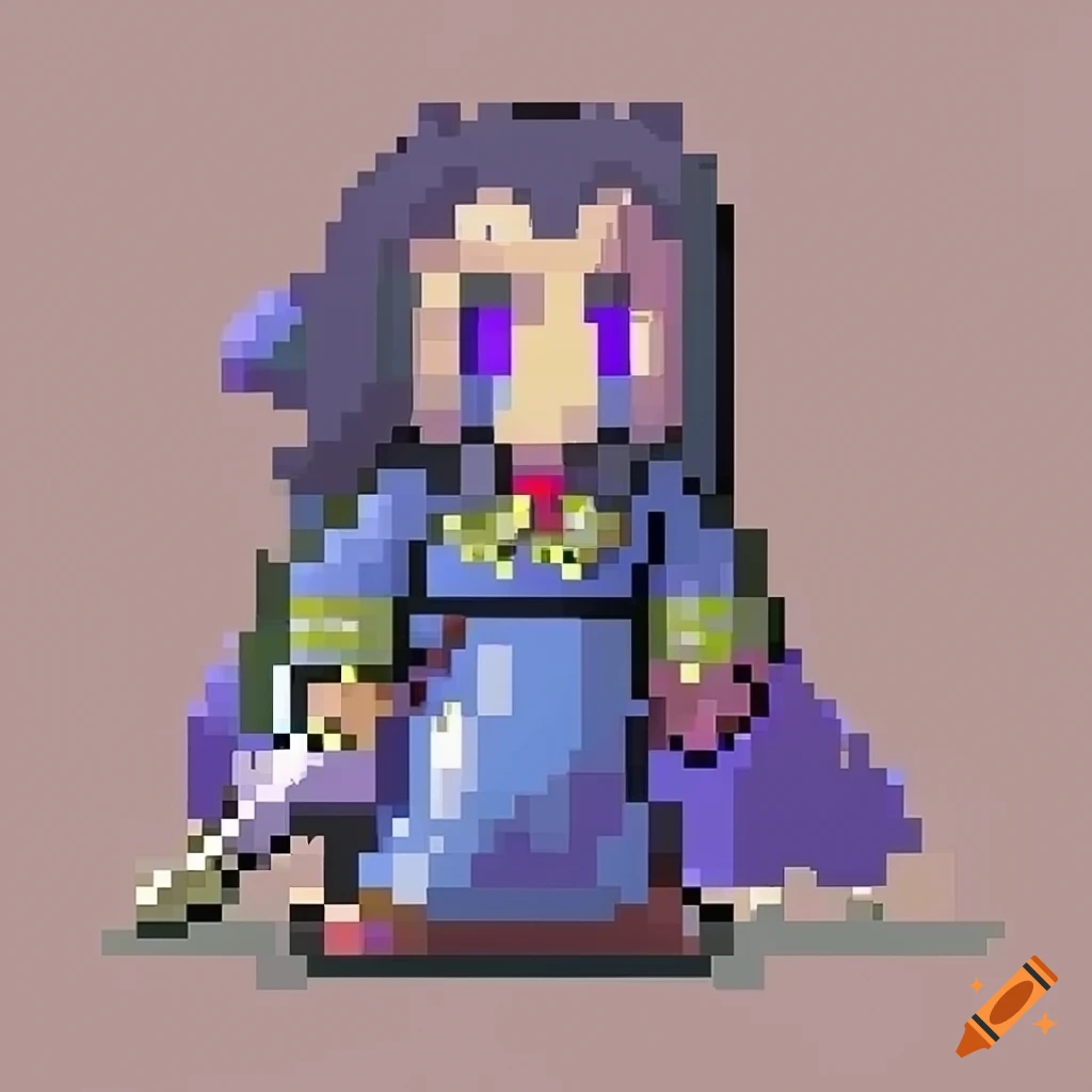 16 bit snes pixel art of andariel from diablo in idle position on Craiyon