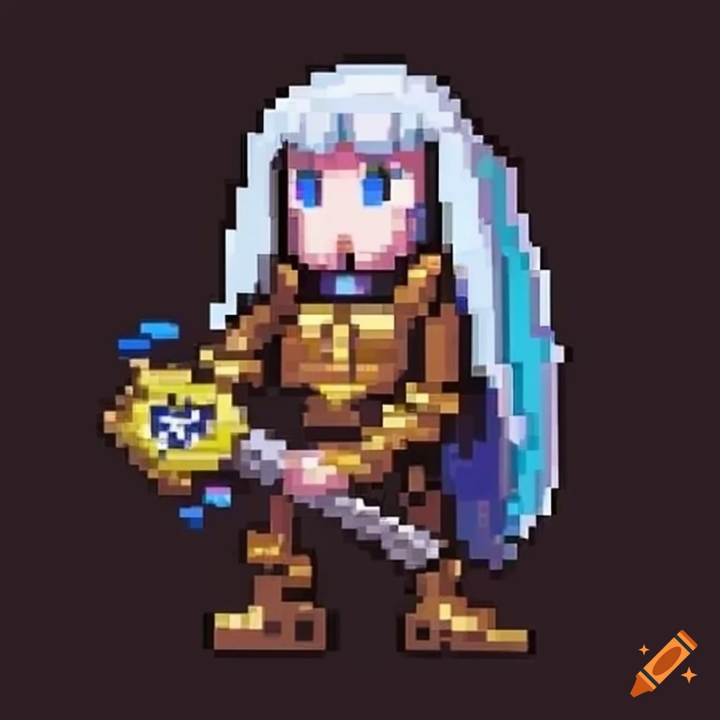 16 bit snes pixel art of andariel from diablo in front-facing idle pose ...