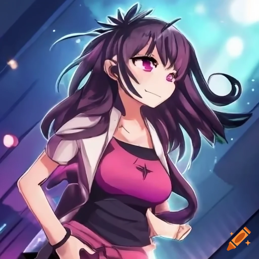 Waifu OC character from Pocket Card Jockey video game on Craiyon