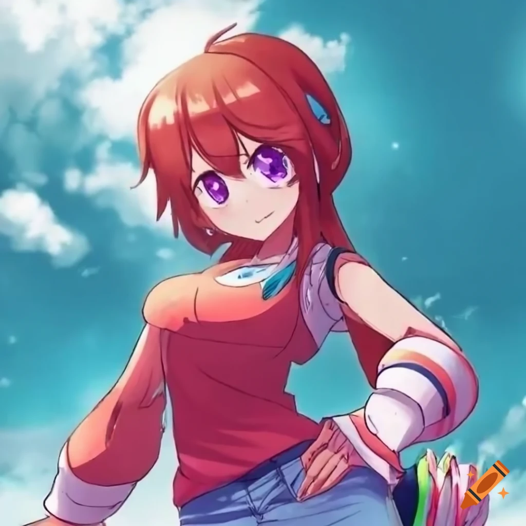 Waifu oc character from pocket card jockey video game on Craiyon