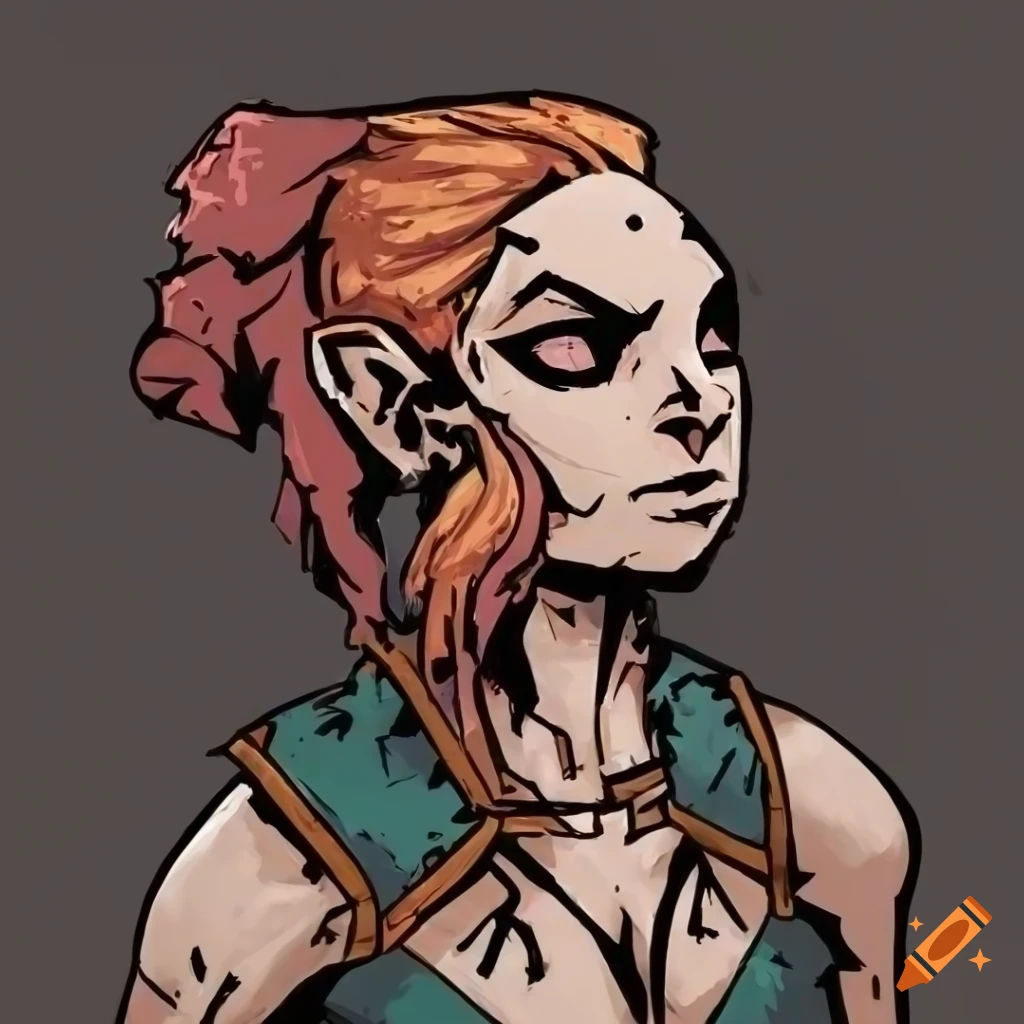 Side view 2D character in Darkest Dungeon style in a grim dark fantasy ...