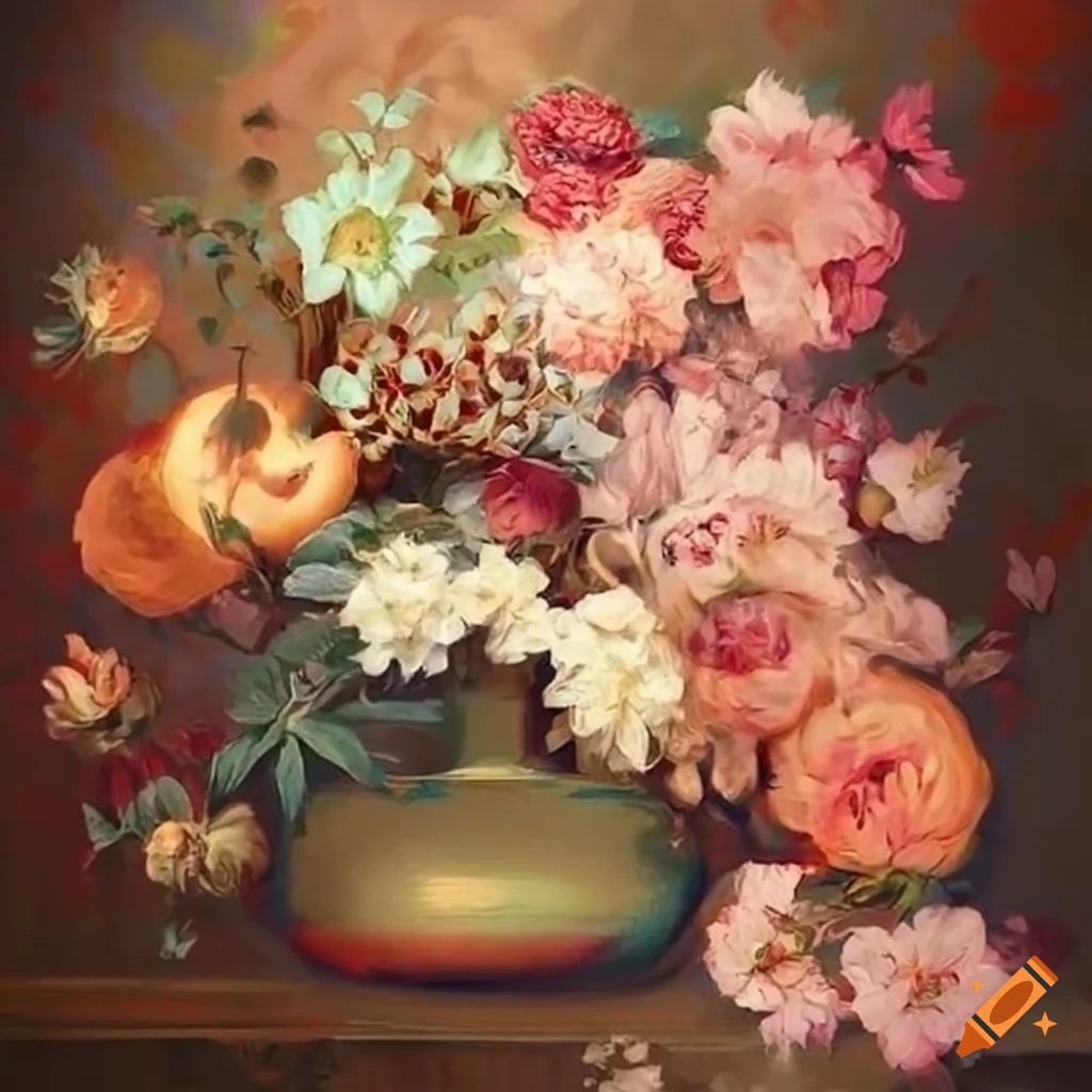 Vintage retro combination of flora art on Craiyon