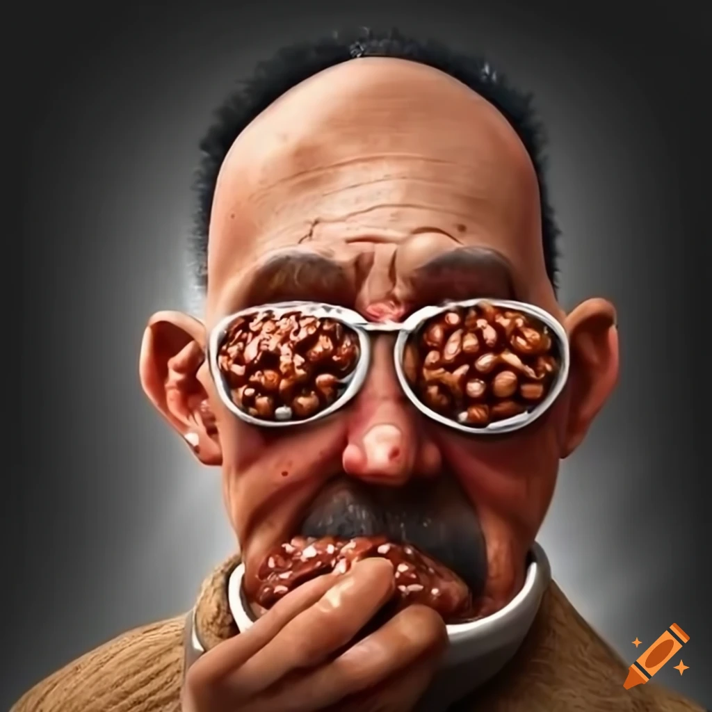 British man with baked beans pouring out of eyes and mouth on Craiyon