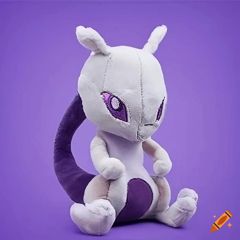 Kawaii mewtwo pokemon plush toy - adorable, soft, and cuddly on Craiyon