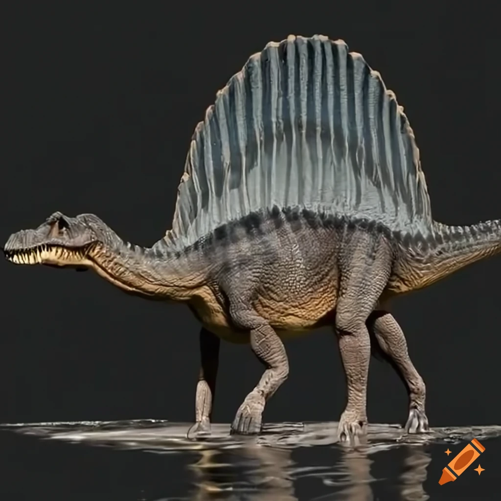 Spinosaurus standing on water on Craiyon
