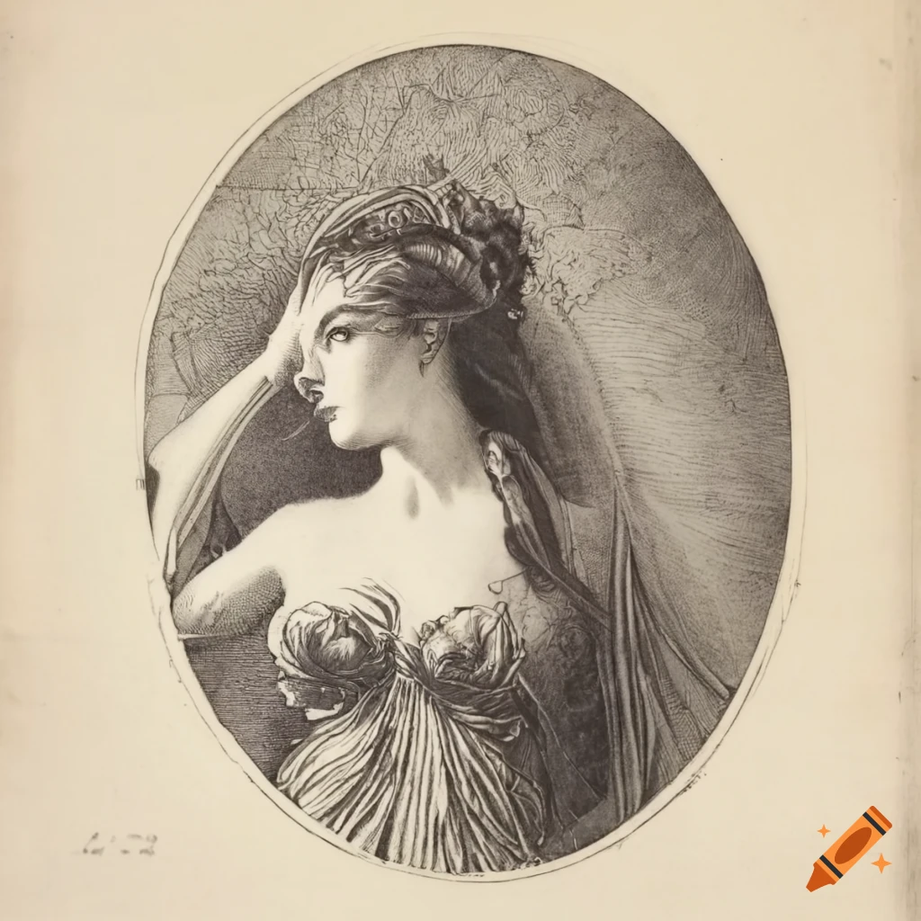 Detailed etching by mihály zichy in ink portrayal on Craiyon