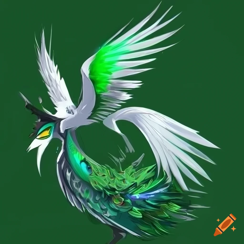 Fantastical futuristic anthropomorphic bird hybrid in anime style on ...