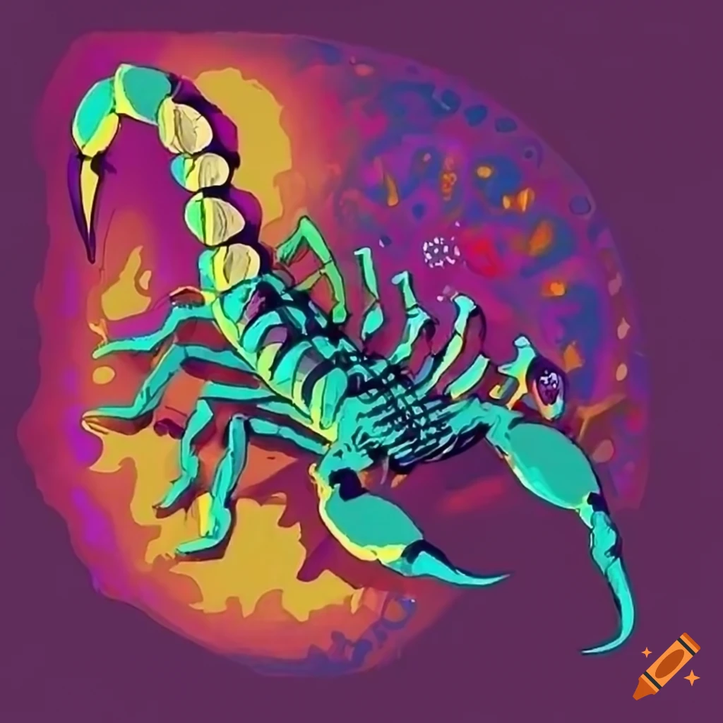 Retro ink art of a scorpion on Craiyon
