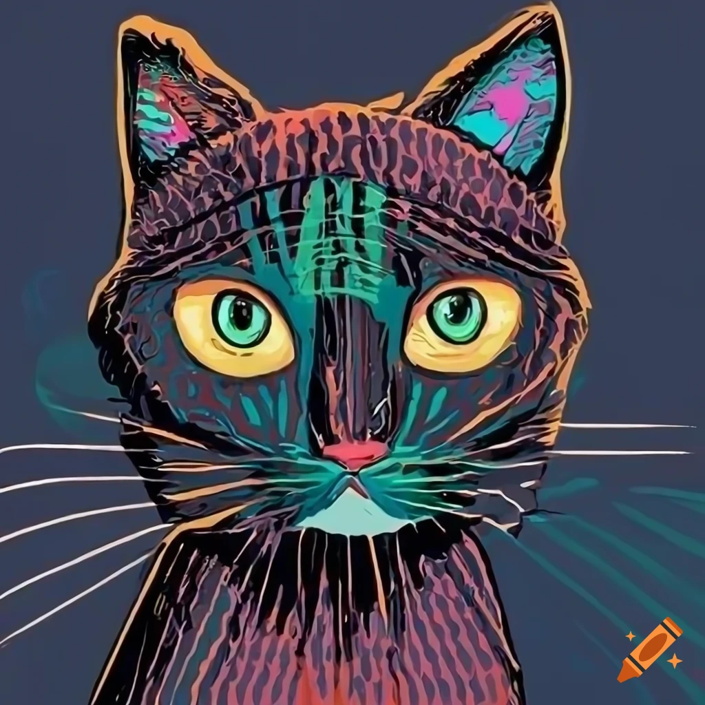 Black cat in pop art cartoon style on Craiyon