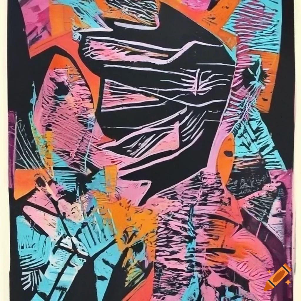 Lino cut artwork collage on Craiyon