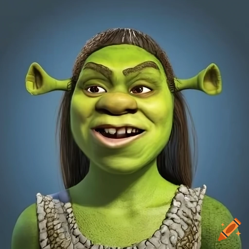 Asian female with long hair and green nose in a fierce warlike ...