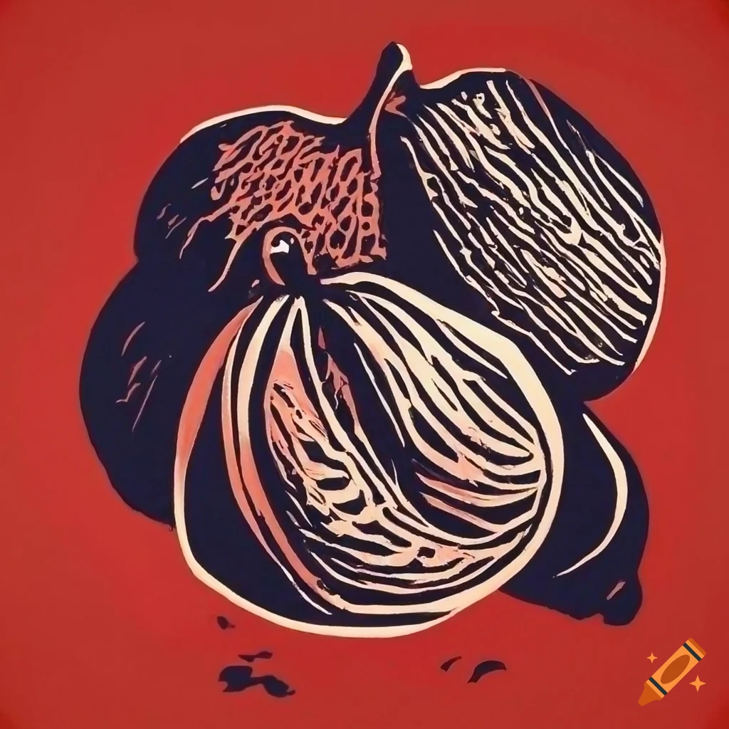 Fruits in linocut style art on Craiyon