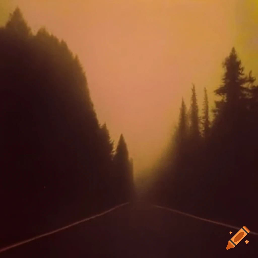 35mm film photograph of a sunset at the pines with a retro, grainy, and ...