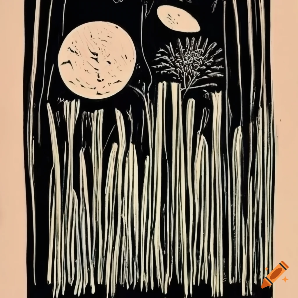 Long house plants in linocut style on Craiyon