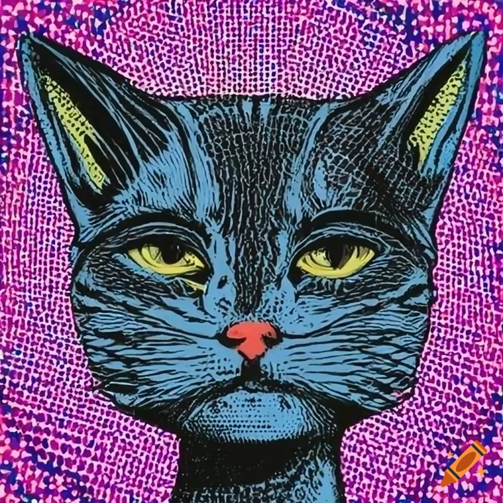 Black cat in pop art cartoon style on Craiyon