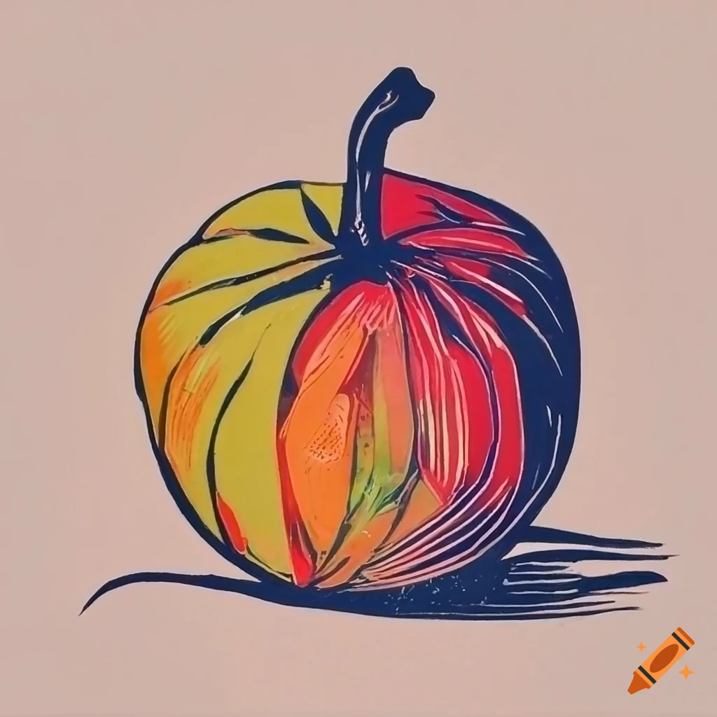 Fruits in linocut style art on Craiyon