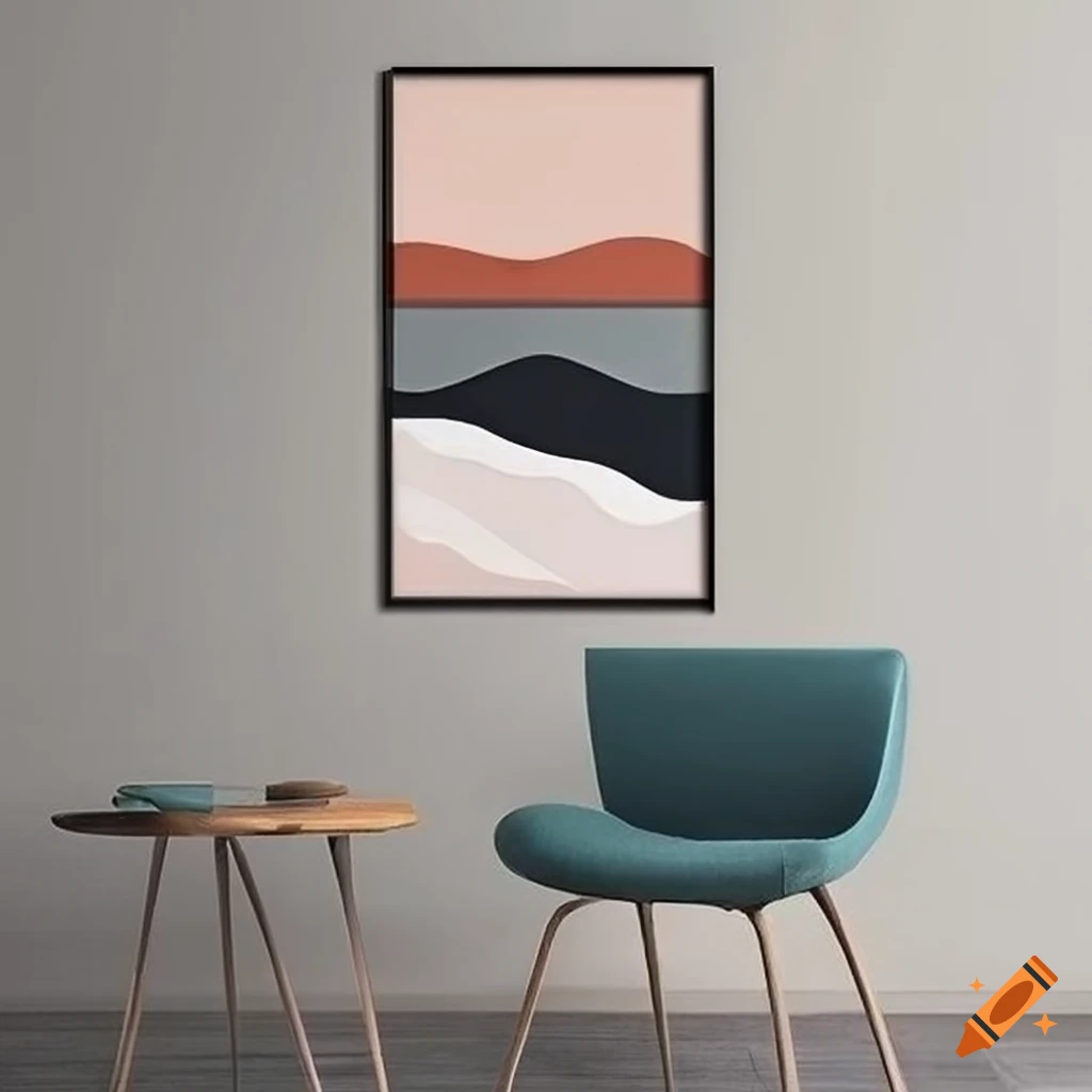 Modern minimalist geometric abstract landscape wall art on Craiyon