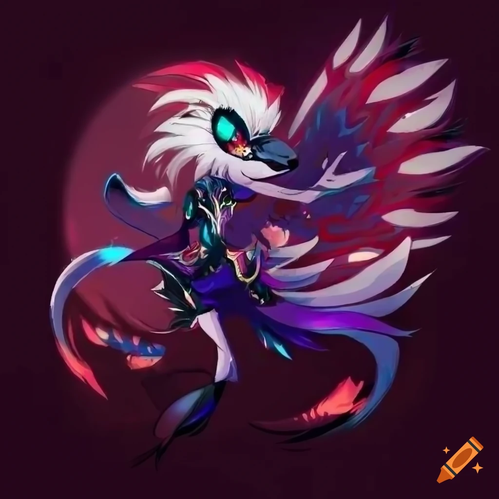Ethereal anthro Peacock Goat Demon in a fantasy action scene on Craiyon