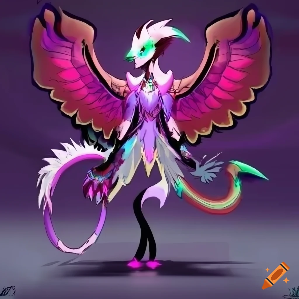 Ethereal anthropomorphic avian goat demon in fantastical action, anime ...