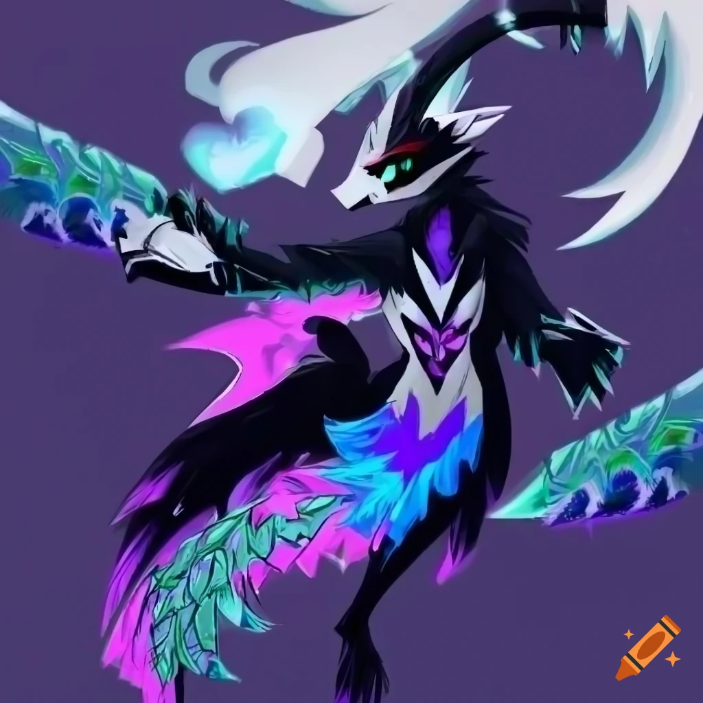 Ethereal anthro avian peacock goat demon in a fantasy anime style on ...