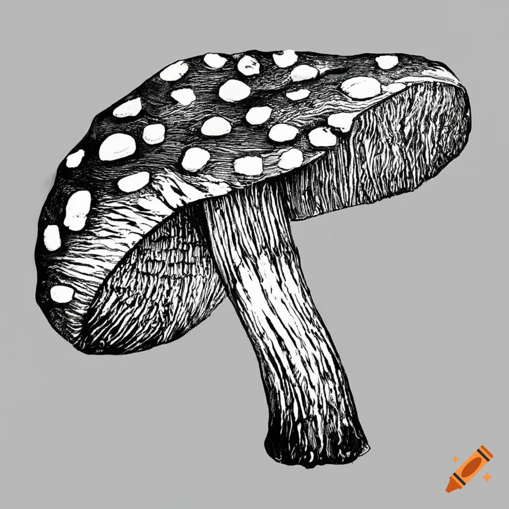 Botanical illustration of colorful edible mushrooms on Craiyon