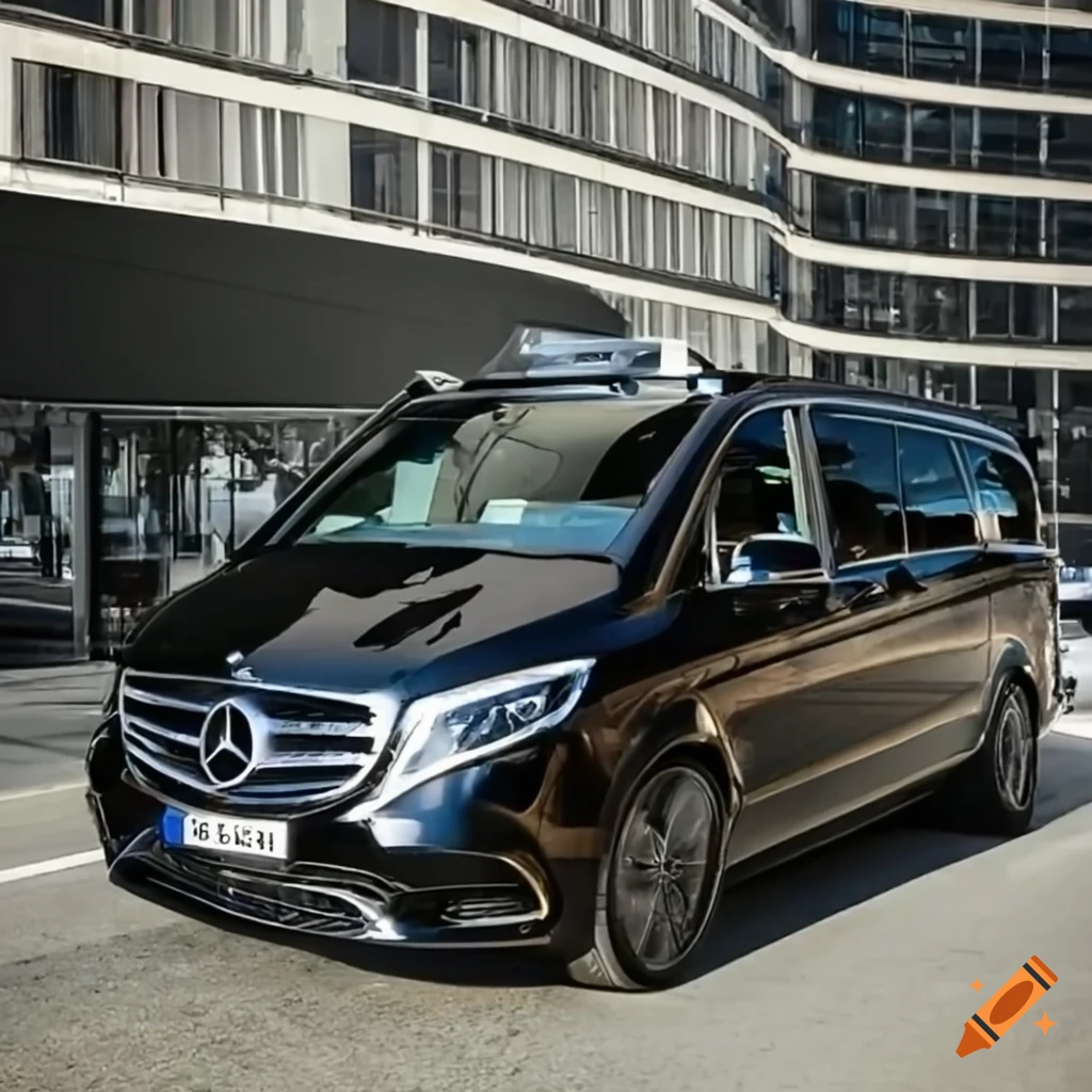 Black mercedes v-class taxi at lyon saint-exupéry airport on a sunny ...