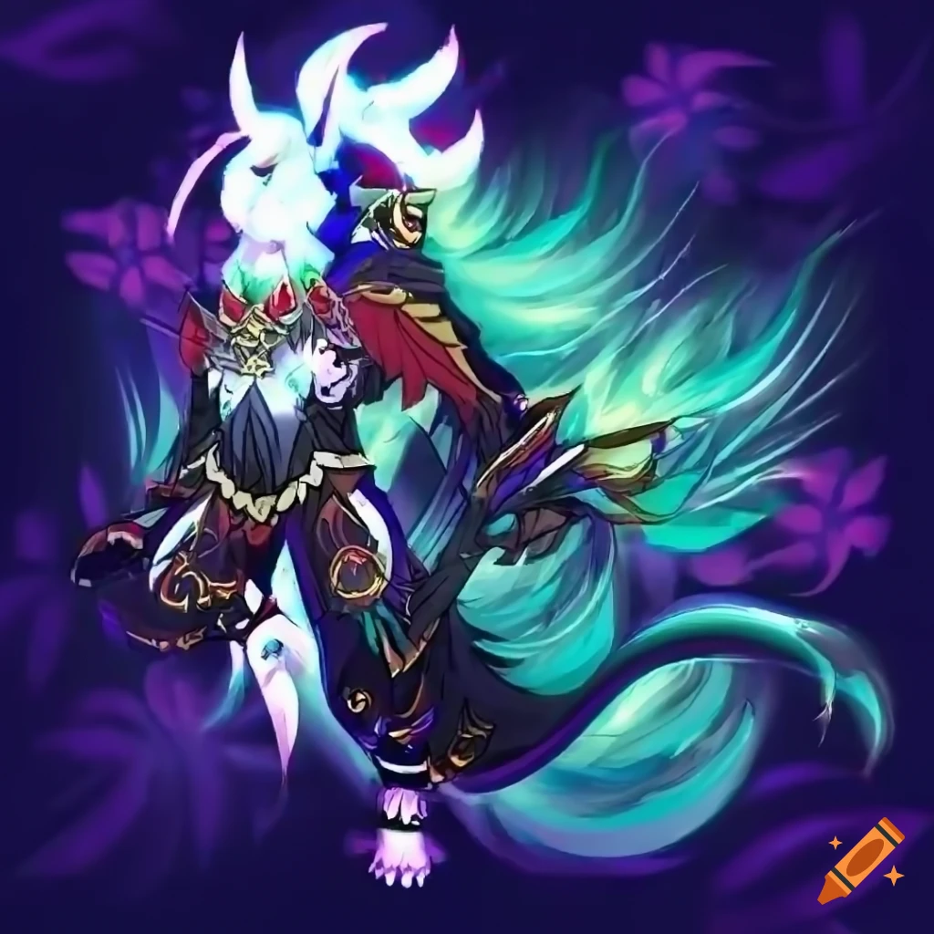 Anthro peacock goat demon in fantasy anime art style on Craiyon