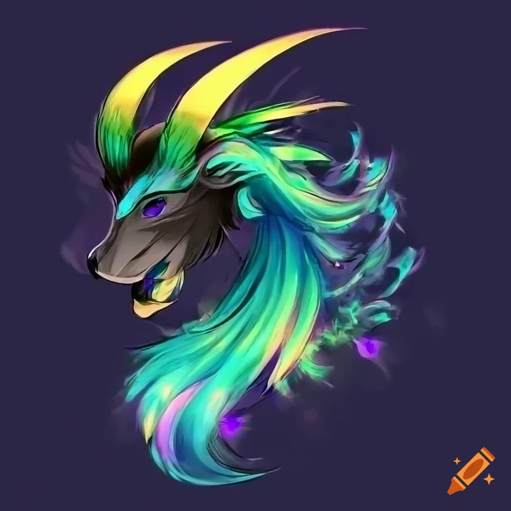 Ethereal anthro Peacock Goat Demon in cel-shaded fantasy art style on ...