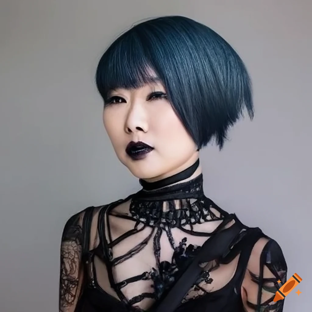 Portrait of peilin yang, a vibrant woman with a sleek short bob haircut ...