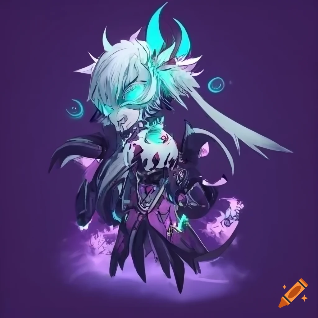 Fantastical cyberpunk-themed sheep demon character in anime art style ...